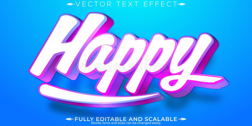 Happy Text Effect, Editable Modern Lettering Typography Font Style ...
