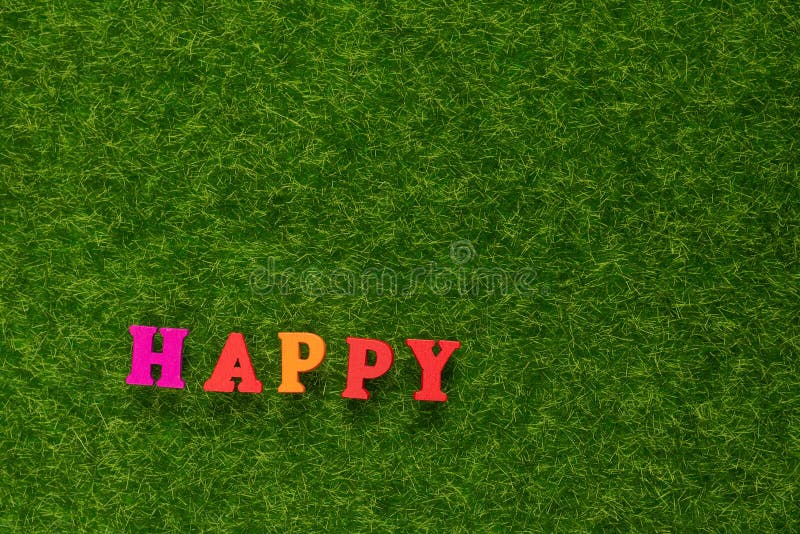 Happy Text on a Green Grass Stock Photo - Image of alphabet, word ...