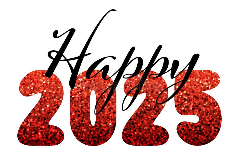Happy 2025 Text with Sparkling Red Glitter Design Stock Vector ...