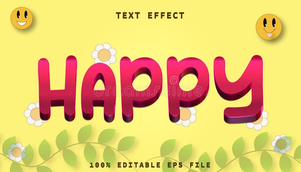 Happy Text Style Effect stock vector. Illustration of headline - 348942636