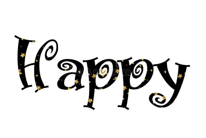 Happy Text on White Background Stars Stock Illustration - Illustration ...