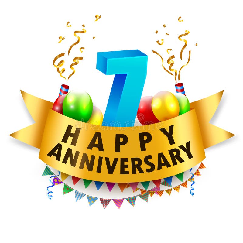 Happy 7th Anniversary Celebration Stock Vector - Illustration of badge ...