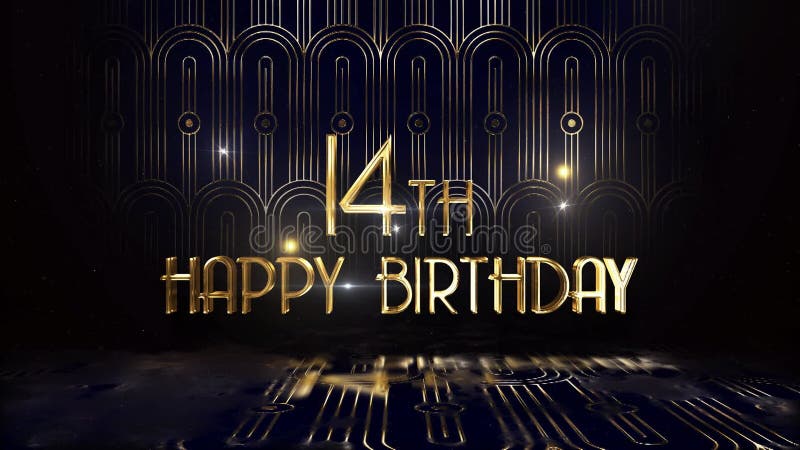 Happy 14th Birthday Greetings in Gold Luxury Style, Happy Birthday ...