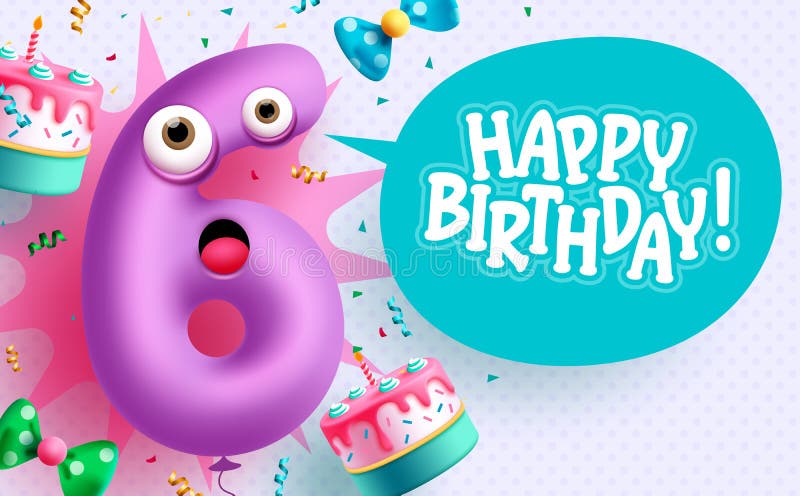 Happy 6th Birthday Banner Stock Illustrations – 467 Happy 6th Birthday ...