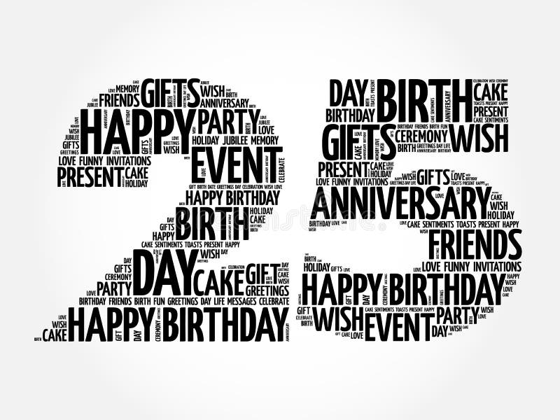 Happy 25th Birthday Word Cloud Stock Illustration - Illustration of ...