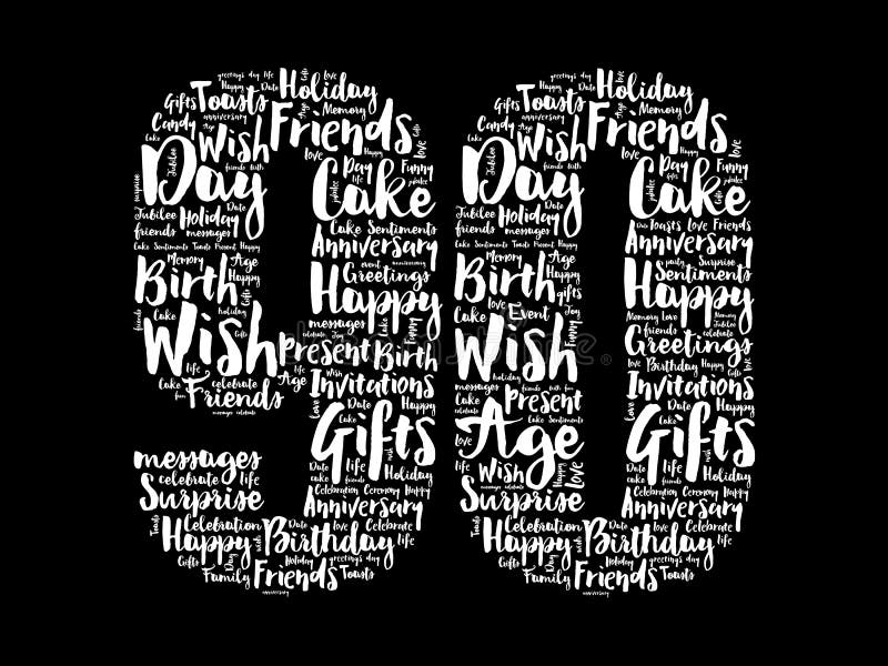Happy 90th Birthday Word Cloud, Holiday Concept Background Stock ...