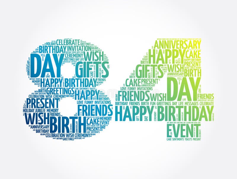 Happy 84th Birthday Word Cloud, Holiday Concept Background Stock ...