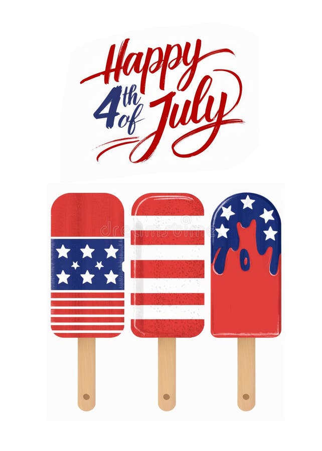 Happy 4th of July Celebration with Patriotic Ice Cream Popsicles Design ...