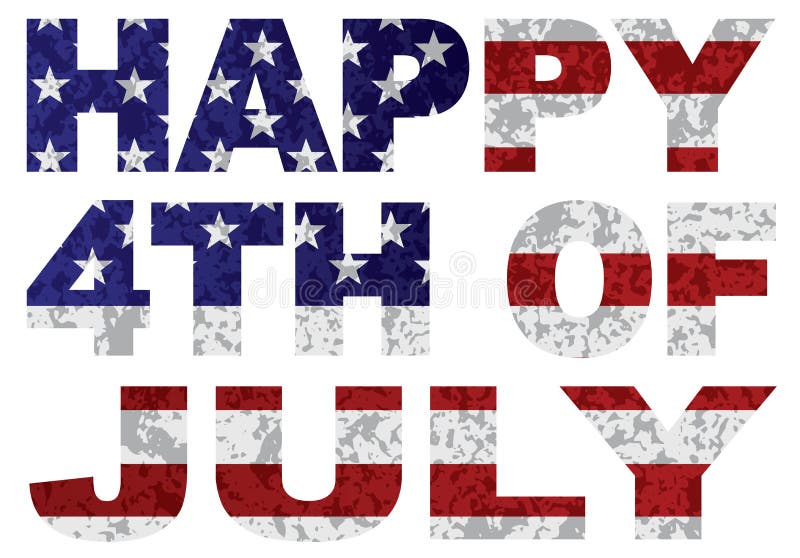 Happy 4th of July Flag Text Outline Texture Vector Illustration Stock ...