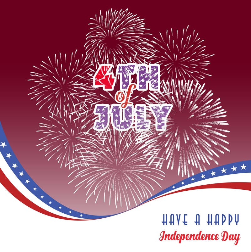Happy 4th July Independence Day With Fireworks Bacground Stock Vector ...