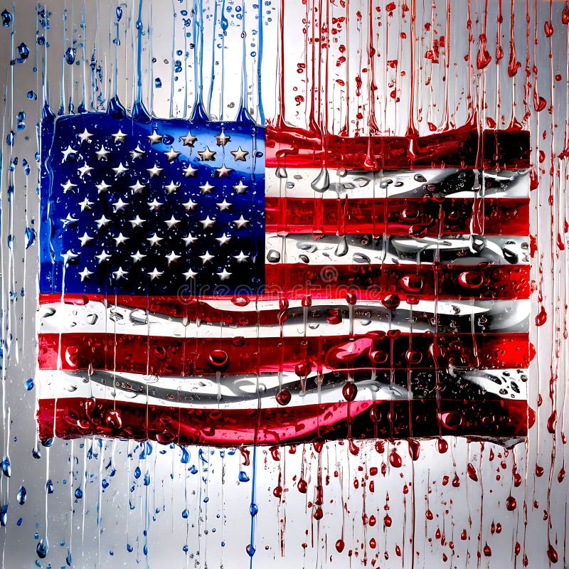 Happy 4th of July USA Flag Design Illustration Water Effect Stock ...