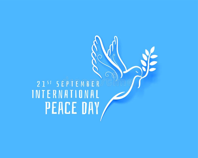 Happy 21th September Template with Dove and Olive Branch Design Vector ...