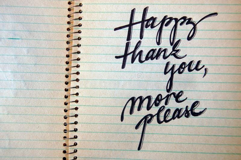 Happy Thank You More Please Calligraphic Background Stock Photo - Image ...