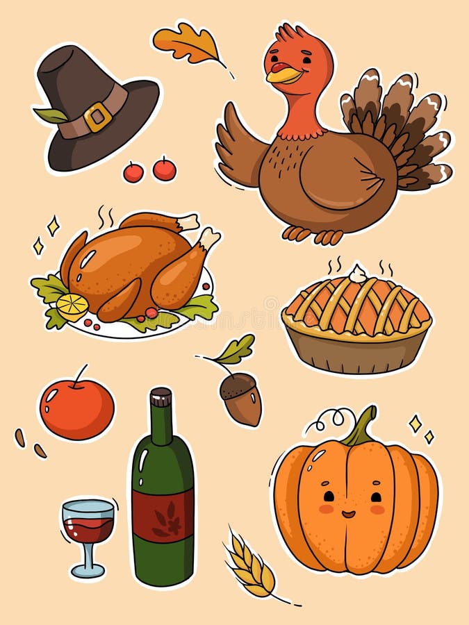 Happy Thanks Giving Icon Set Vector Illustration Stock Vector ...