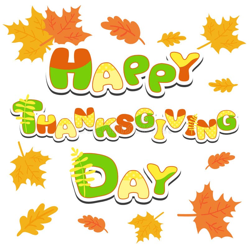 Happy Thanksgiving Abstract Inscription and Leaves Stock Vector ...