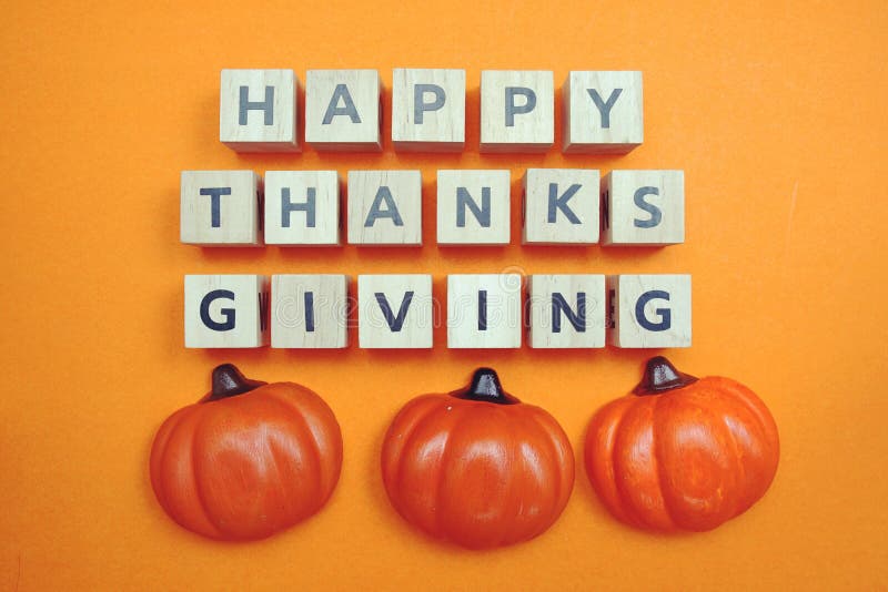 Happy Thanksgiving Alphabet Letters Top View on Orange Background Stock ...
