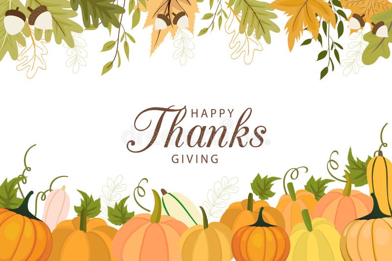 Happy Thanksgiving Background with Vegetables and Colorful Leaves Stock ...