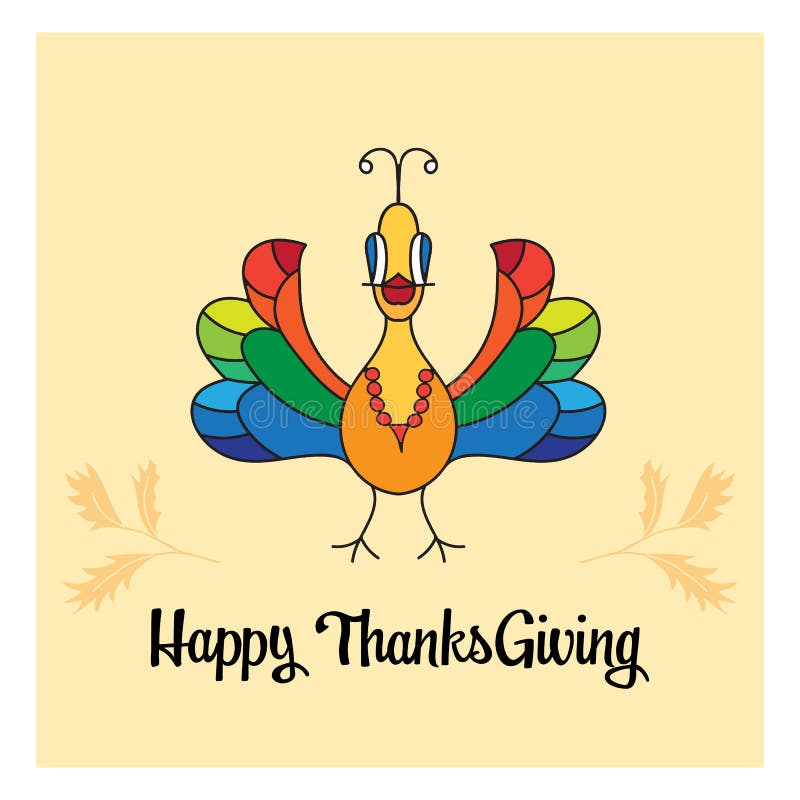 Happy Thanksgiving Beautiful Turkey Card Stock Illustration ...