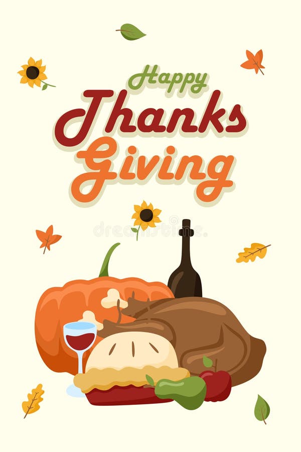 Happy Thanksgiving Card Design Stock Vector - Illustration of food ...