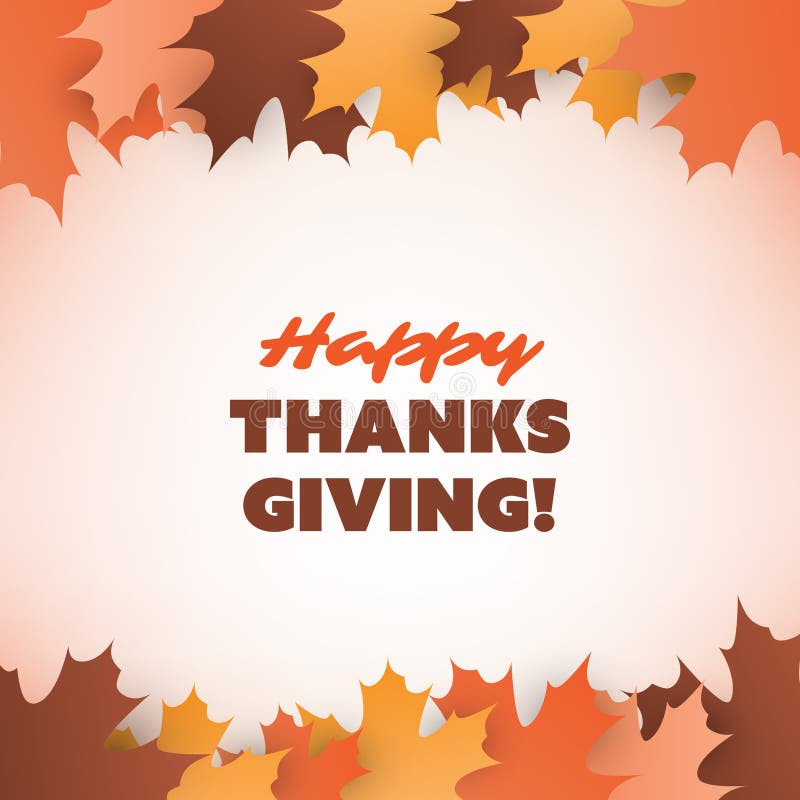 Happy Thanksgiving Card Design Template with Autumn Leaves Stock Vector ...