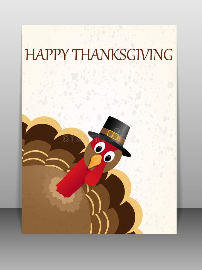 Happy Thanksgiving Celebration Card with Turkey. Stock Vector ...