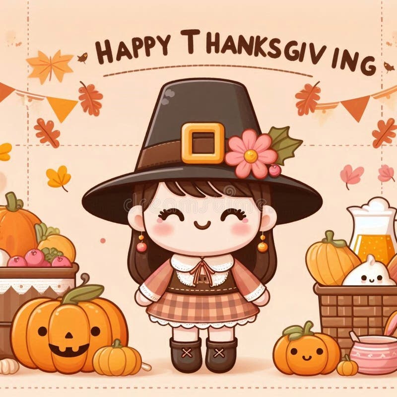 Thanksgiving Day, Cute Turkey Bird Cartoon on Autumn Background Stock ...