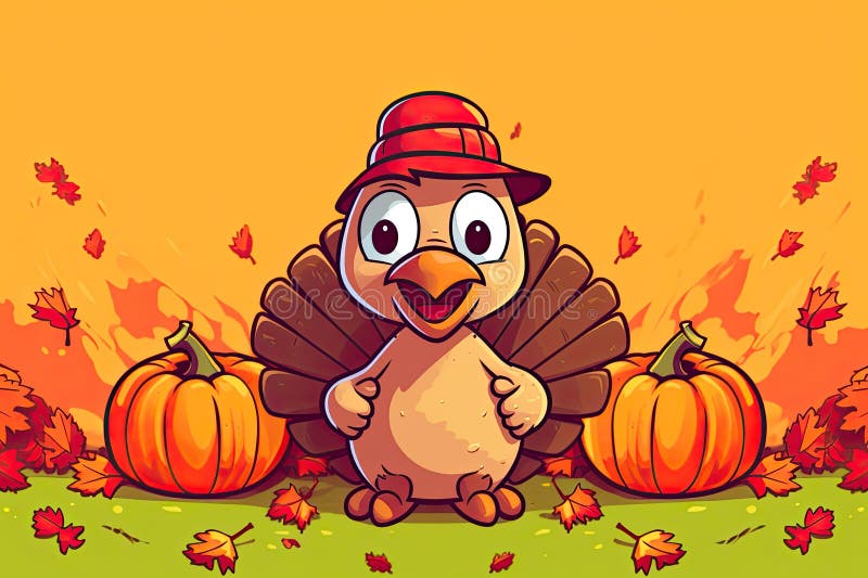 Happy Thanksgiving Cute Turkey in Autumn AI Generated Stock ...