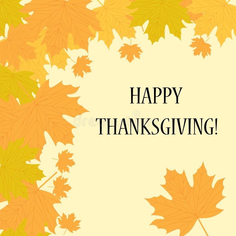 Happy Thanksgiving Day. Postcard with Leaves, Vector Illustration Stock ...