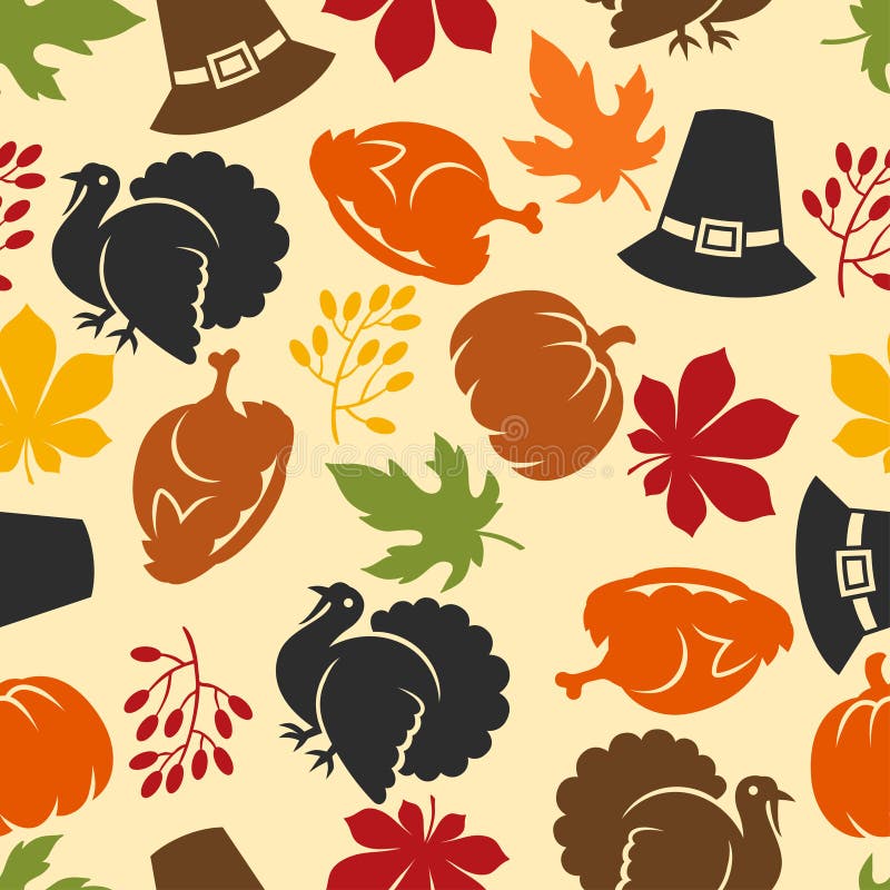Thanksgiving Seamless Background with Turkey Stock Vector ...