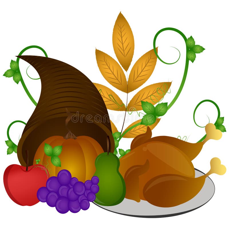Cornucopia Thanksgiving Day Symbol Horn of Plenty Stock Illustration ...