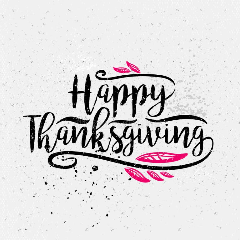 Happy Thanksgiving Day Vector Illustration. Black Text on a Gray ...