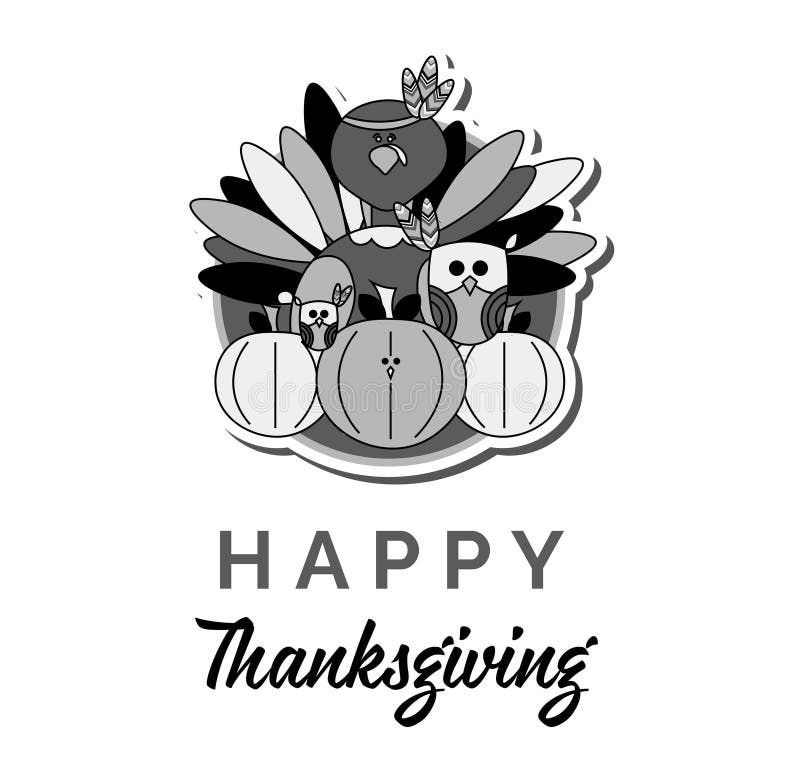 Happy Thanksgiving Logo Black Stock Vector - Illustration of line ...