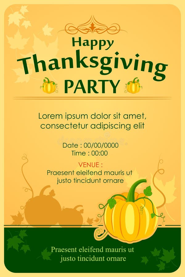 Happy Thanksgiving Party Invitation Background Stock Vector ...
