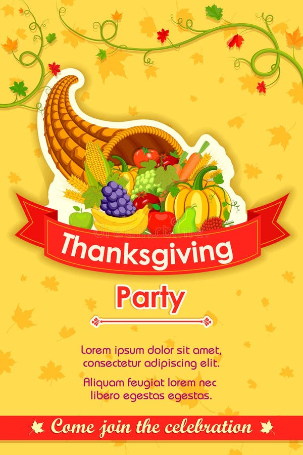 Happy Thanksgiving Party Invitation Background Stock Vector ...