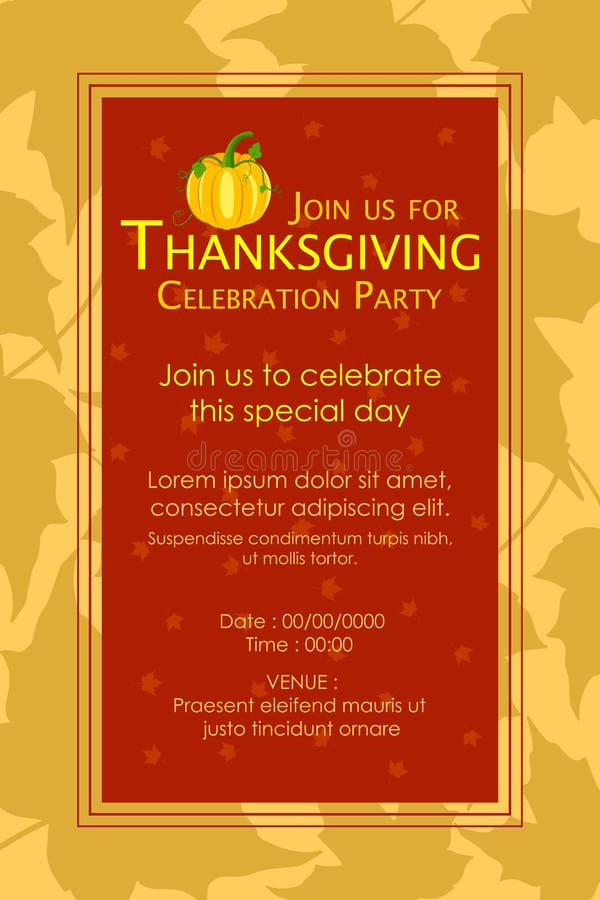 Happy Thanksgiving Party Invitation Background Stock Vector ...