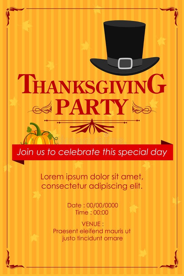 Happy Thanksgiving Party Invitation Background Stock Vector ...