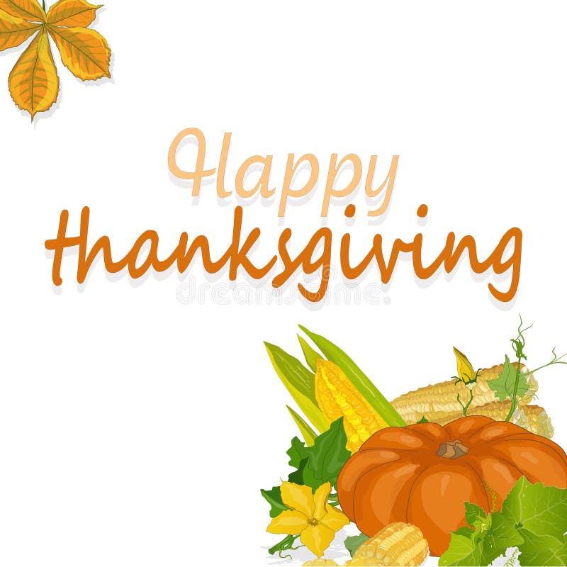 Happy Thanksgiving Script with Pumpkins and Leaves Vector Illustration ...