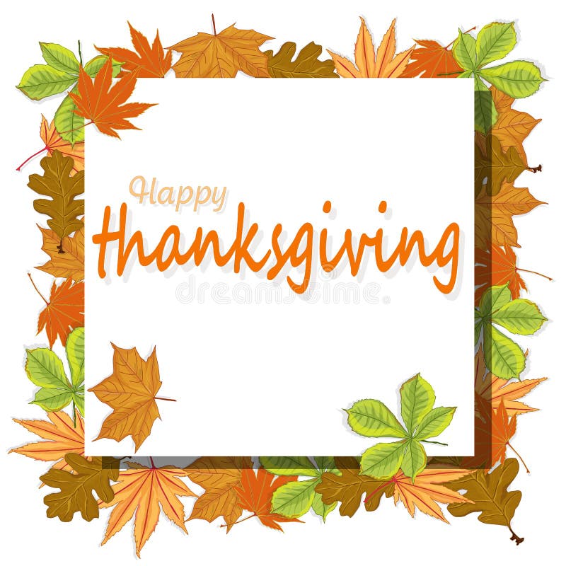Happy Thanksgiving Script with Pumpkins and Leaves Vector Illustration ...