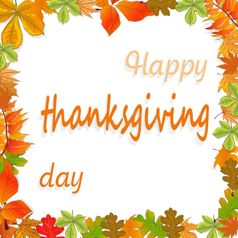 Happy Thanksgiving Script with Pumpkins and Leaves Vector Illustration ...