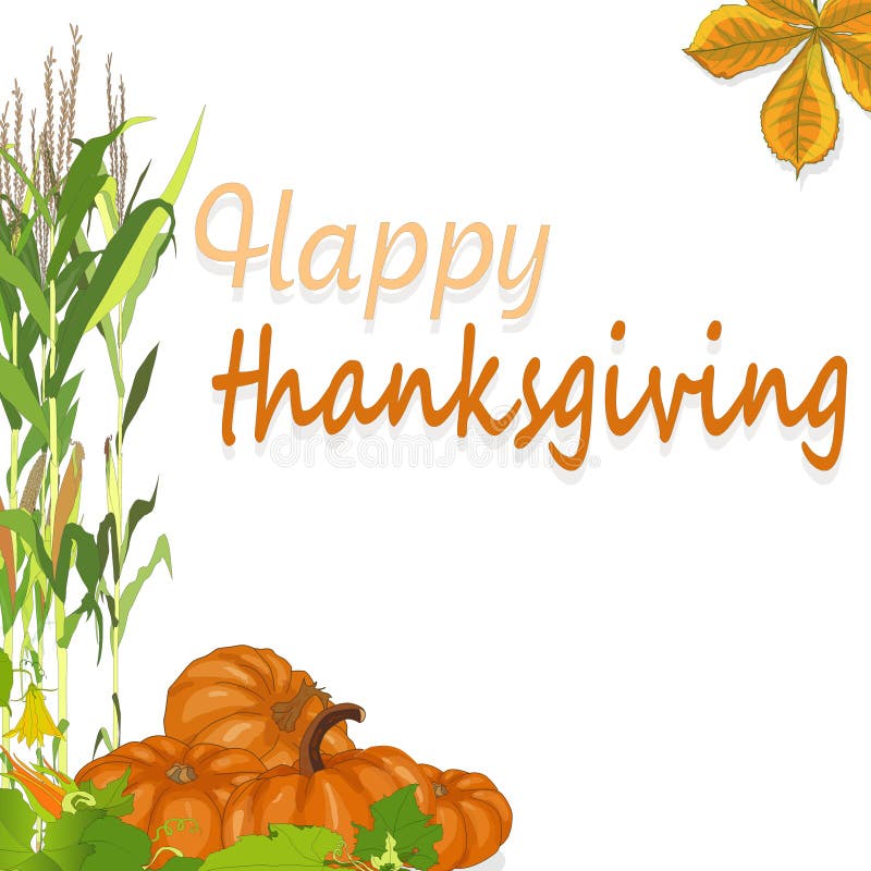 Happy Thanksgiving Script with Pumpkins and Leaves Vector Illustration ...