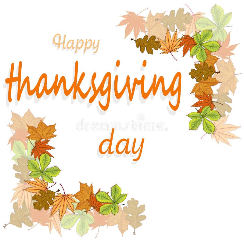 Happy Thanksgiving Script with Pumpkins and Leaves Vector Illustration ...