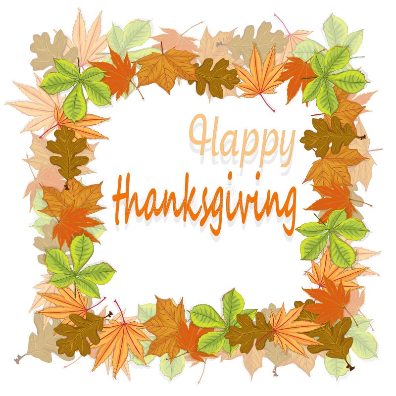 Happy Thanksgiving Script with Pumpkins and Leaves Vector Illustration ...