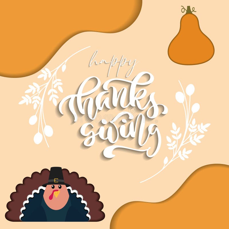 Happy Thanksgiving Template with Turkey and Text Vector Stock ...
