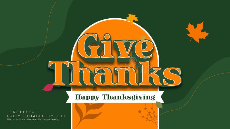 Happy Thanksgiving Text Effect Font Type Vector Background Stock ...