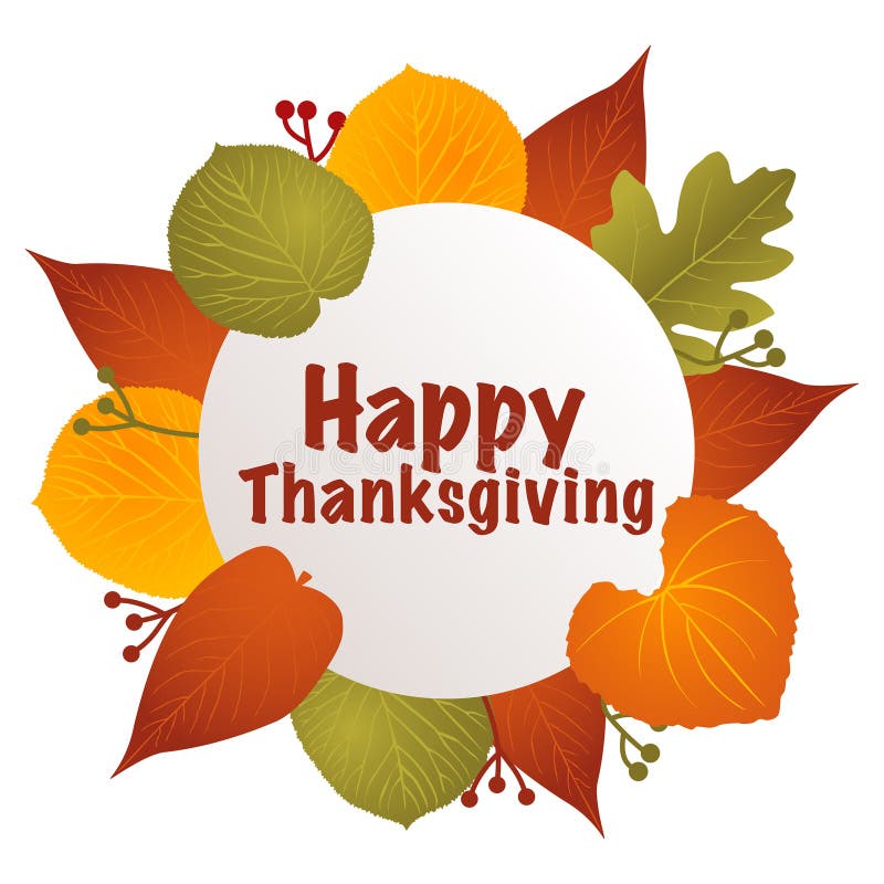 Happy Thanksgiving Text with Leaves Decoration Stock Vector ...