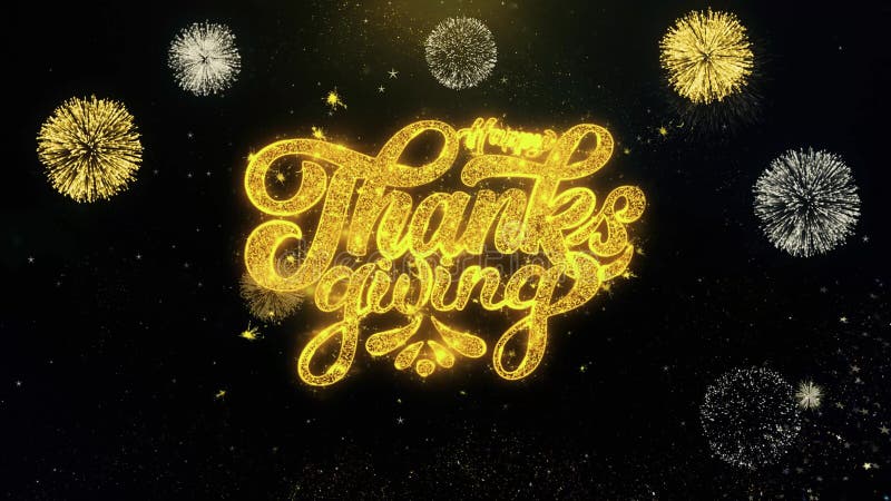 Thank You Written Gold Particles Exploding Fireworks Display Stock ...