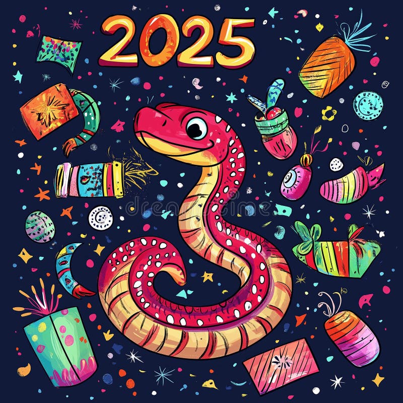 Happy Theme for 2025 New Year Stock Image - Image of banner, snake ...