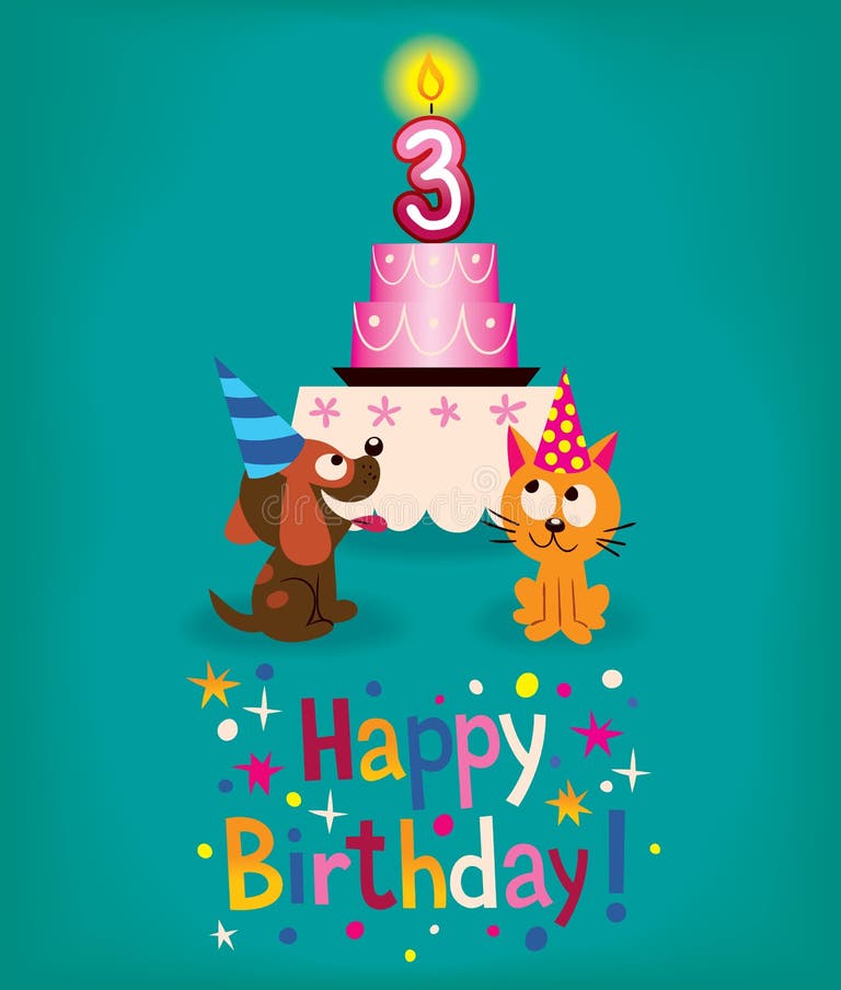 Third Birthday Card Design Stock Illustrations – 827 Third Birthday ...