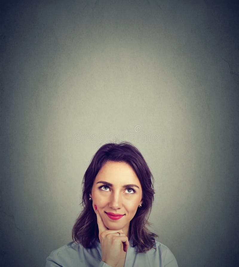 Happy Man Thinking Dreaming Has Many Ideas Looking Up Stock Image ...