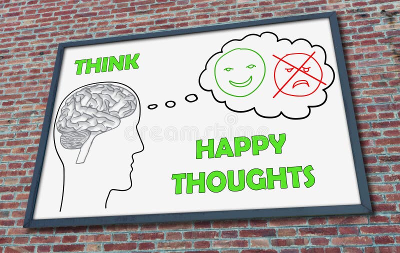 Happy Thoughts Concept on a Billboard Stock Illustration - Illustration ...